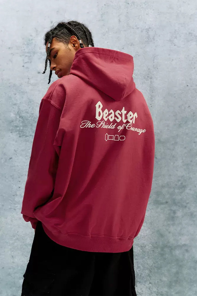 Letter Foam Print Hoodie-Red – BEASTER