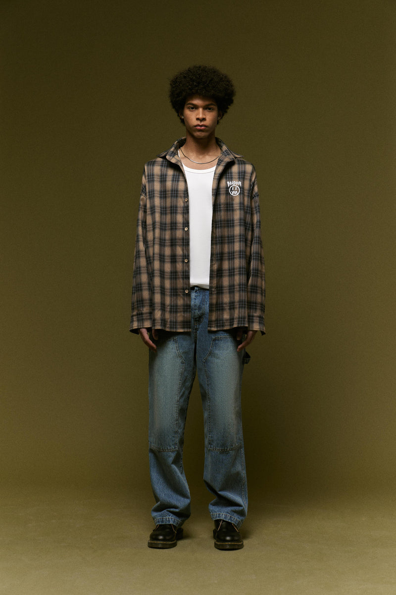 Ghost Face Graffiti Handwriting Plaid Shirt – BEASTER