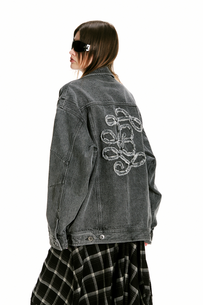 Embroidered Patche Washed Denim Jacket – BEASTER