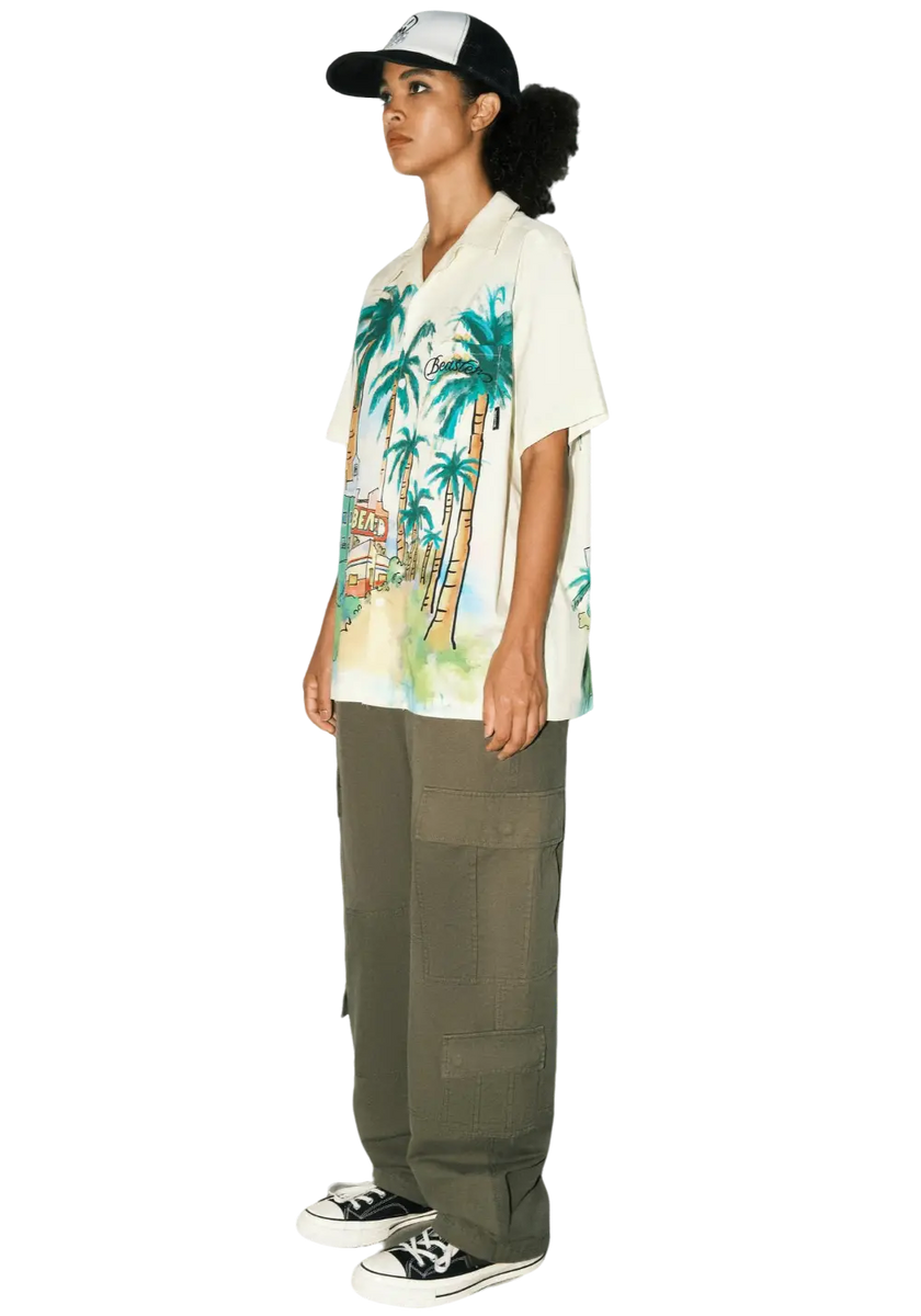 BEASTER-American Hawaiian Cotton Printed Casual Stand Collar T-Shirt